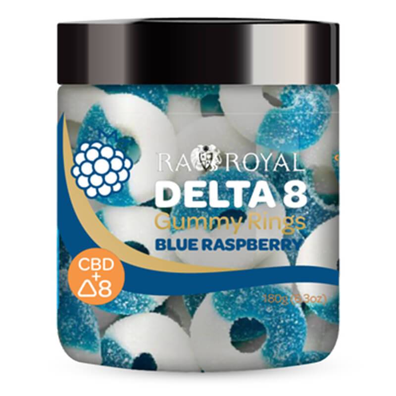 RA Royal CBD | Blue Raspberry CBD + Delta 8 THC Gummy Rings - 800mg ...
