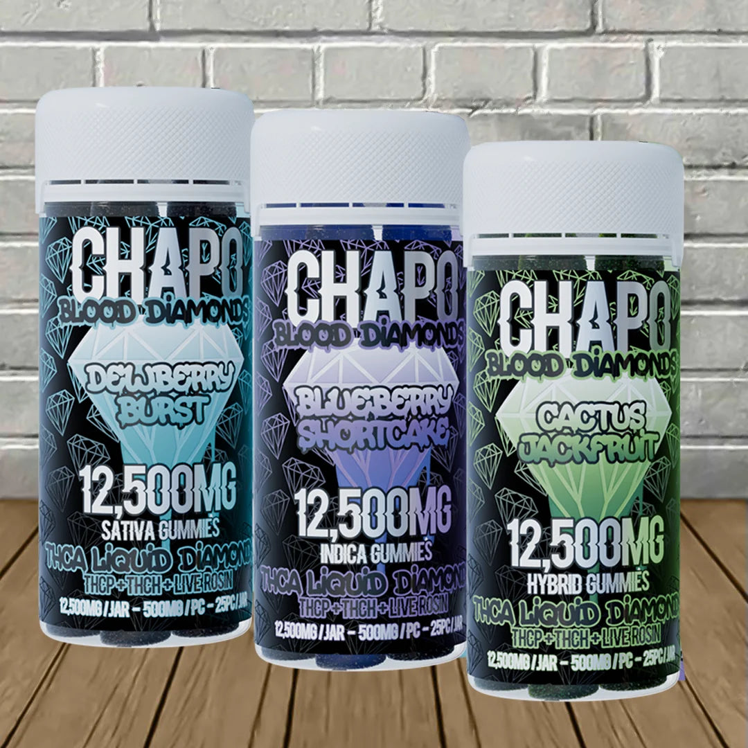 Chapo Extrax Live Rosin Blood Diamonds Gummies 12500mg – TenVape