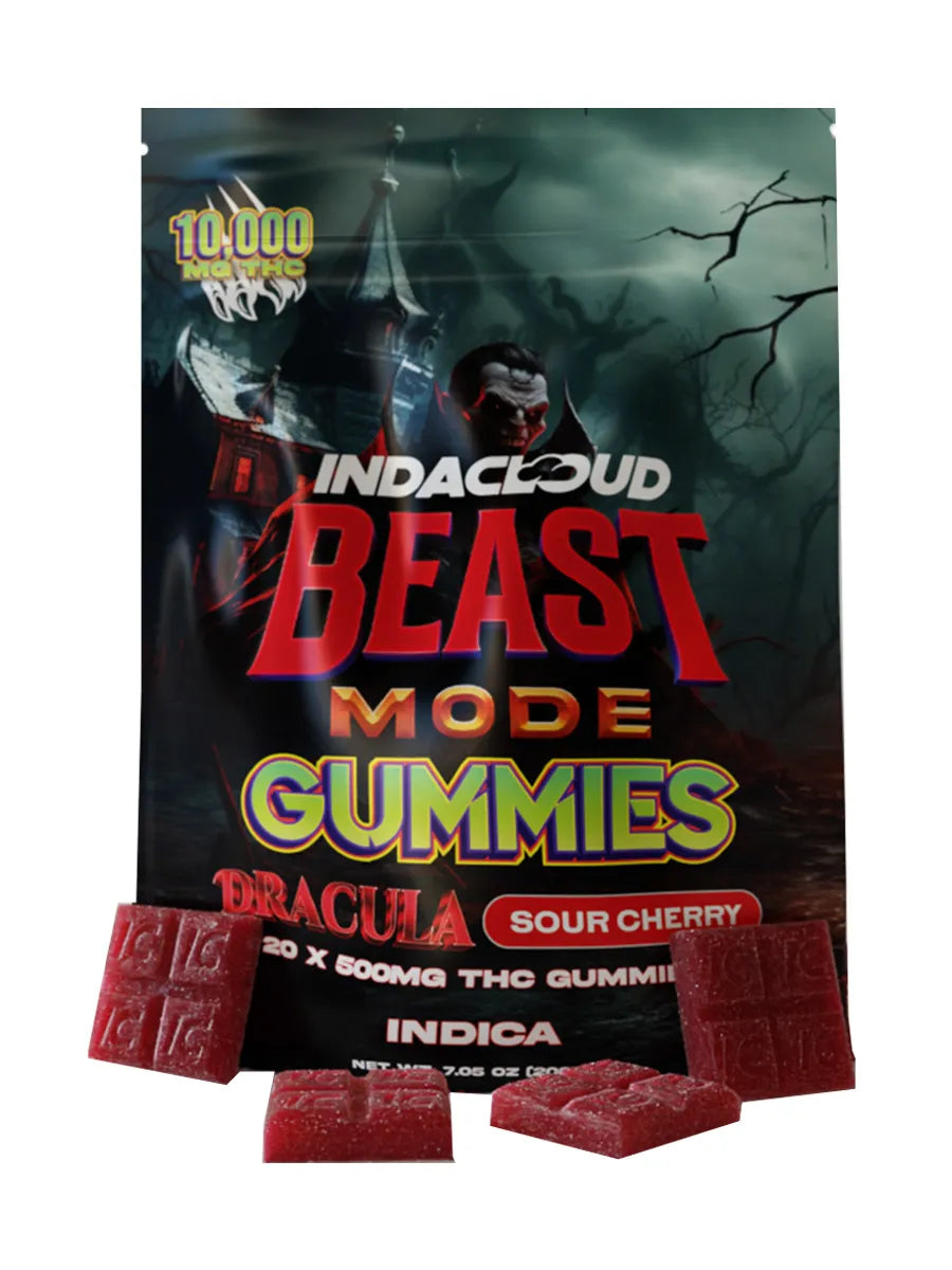 Dracula Sour Cherry IndaCloud Beast Mode Gummies 20ct 10000MG – TenVape