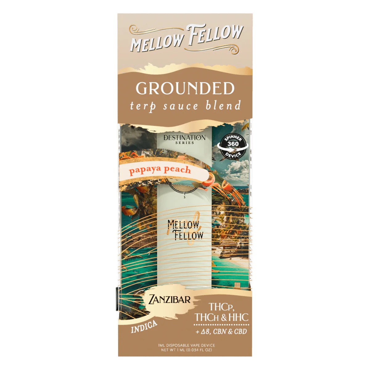Mellow Fellow Grounded Blend - Terp Sauce 1ml Disposable Spinner Vape ...