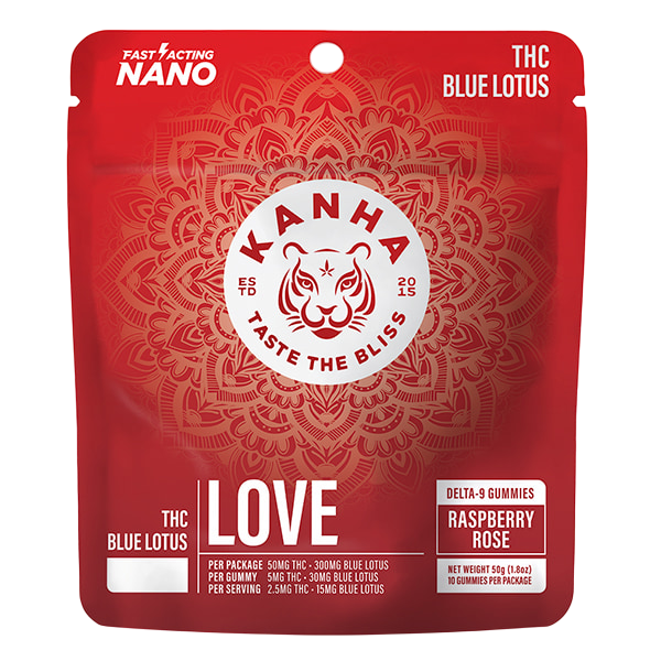 KANHA FX Love Gummies 6:1 Blue Lotus | D9 THC – Raspberry Rose – TenVape