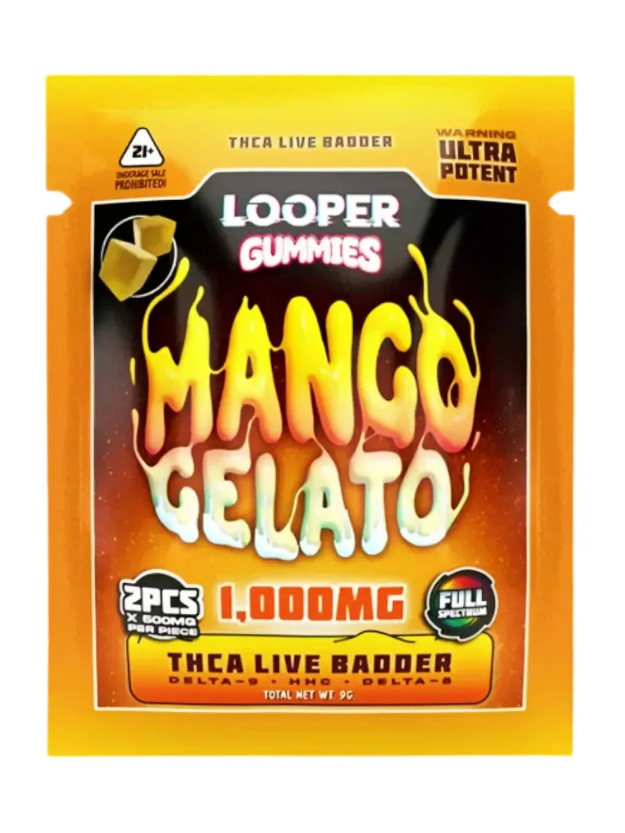 Mango Gelato Looper THCA+Delta-9+HHC+Delta-8 Gummies 2ct 1000mg – TenVape