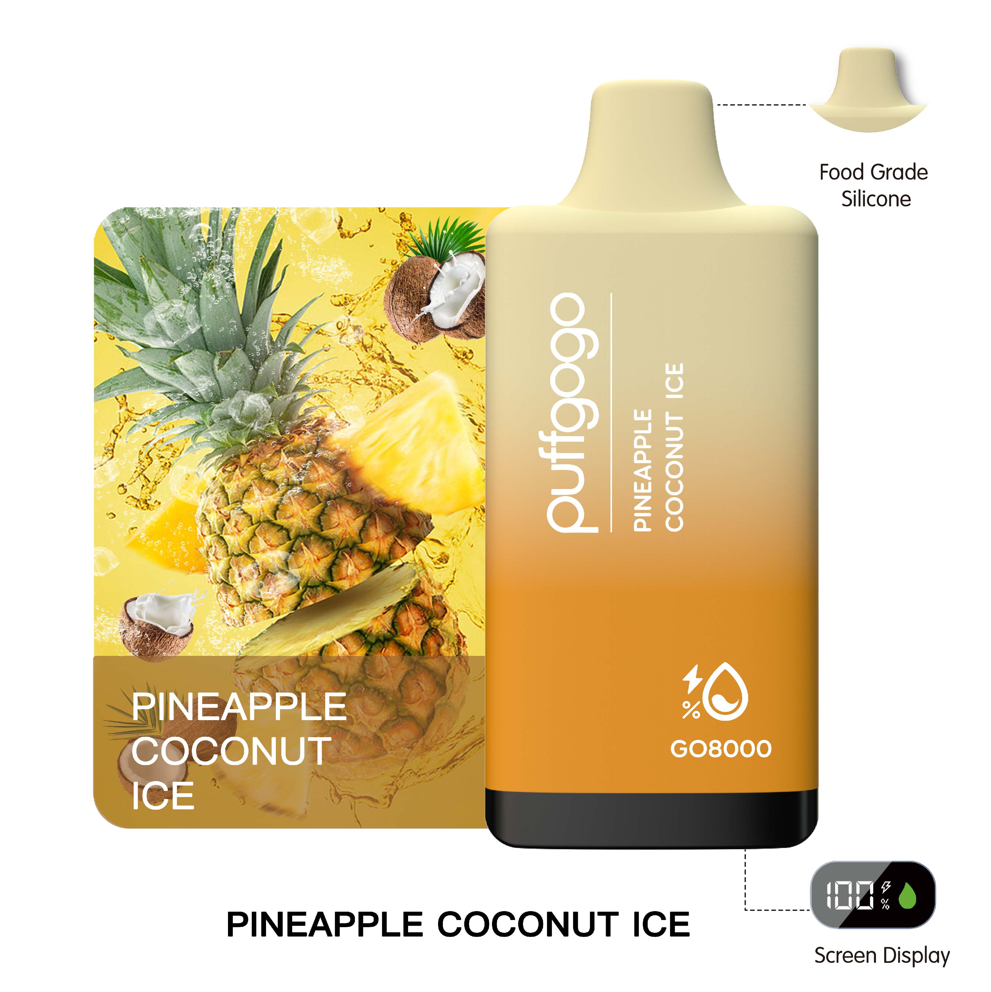 Puffgogo GO8000 Disposable 8000 Puffs - Pineapple Coconut – TenVape