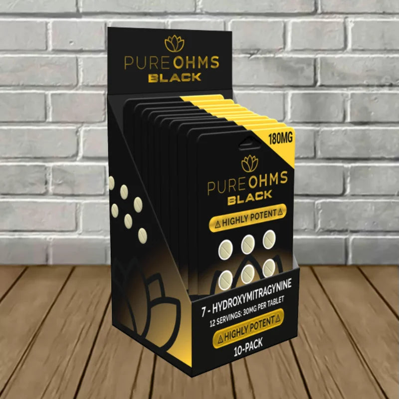Pure Ohms Black 7-Hydroxymitragynine Extract Tablets Full Case 10ct ...