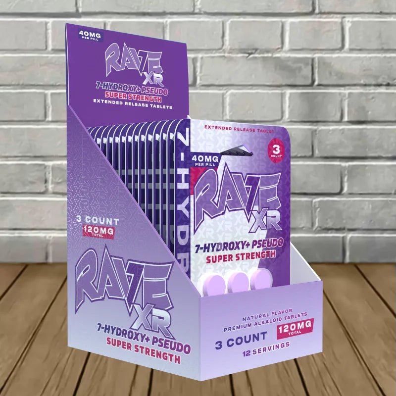 Rave XR 7-Hydroxy + Pseudo Super Strength Tablets Full Case 10ct – TenVape