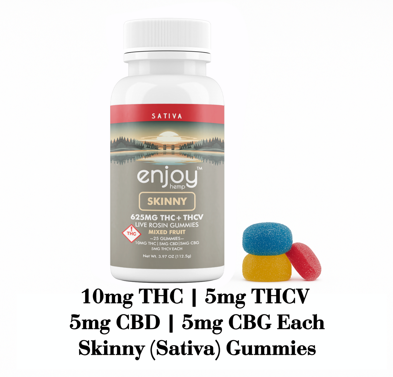 Enjoy Hemp 625mg Skinny Live Rosin Delta 9 THC + THCV Gummies - 25mg e ...