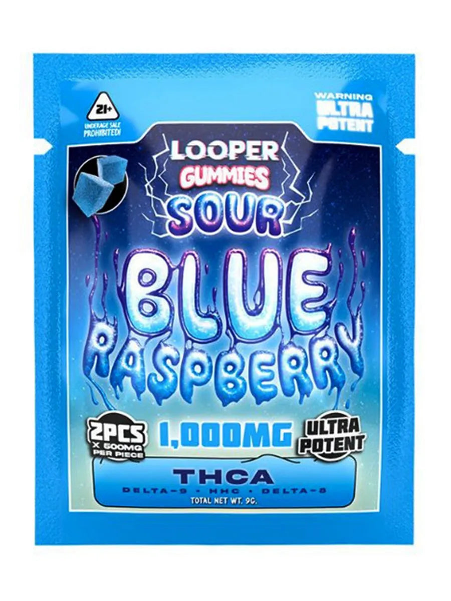 Blue Raspberry Looper THCA+Delta-9+HHC+Delta-8 Gummies 2ct 1000mg – TenVape