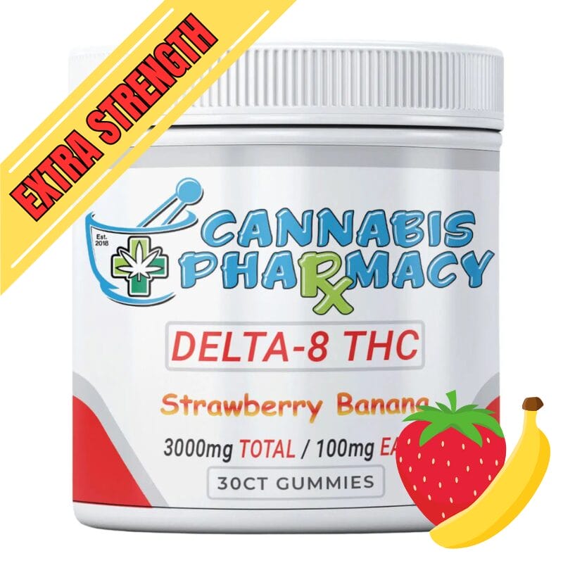 Cannabis Pharmacy Delta-8 THC Gummies | 100mg – Strawberry Banana – 30 ...