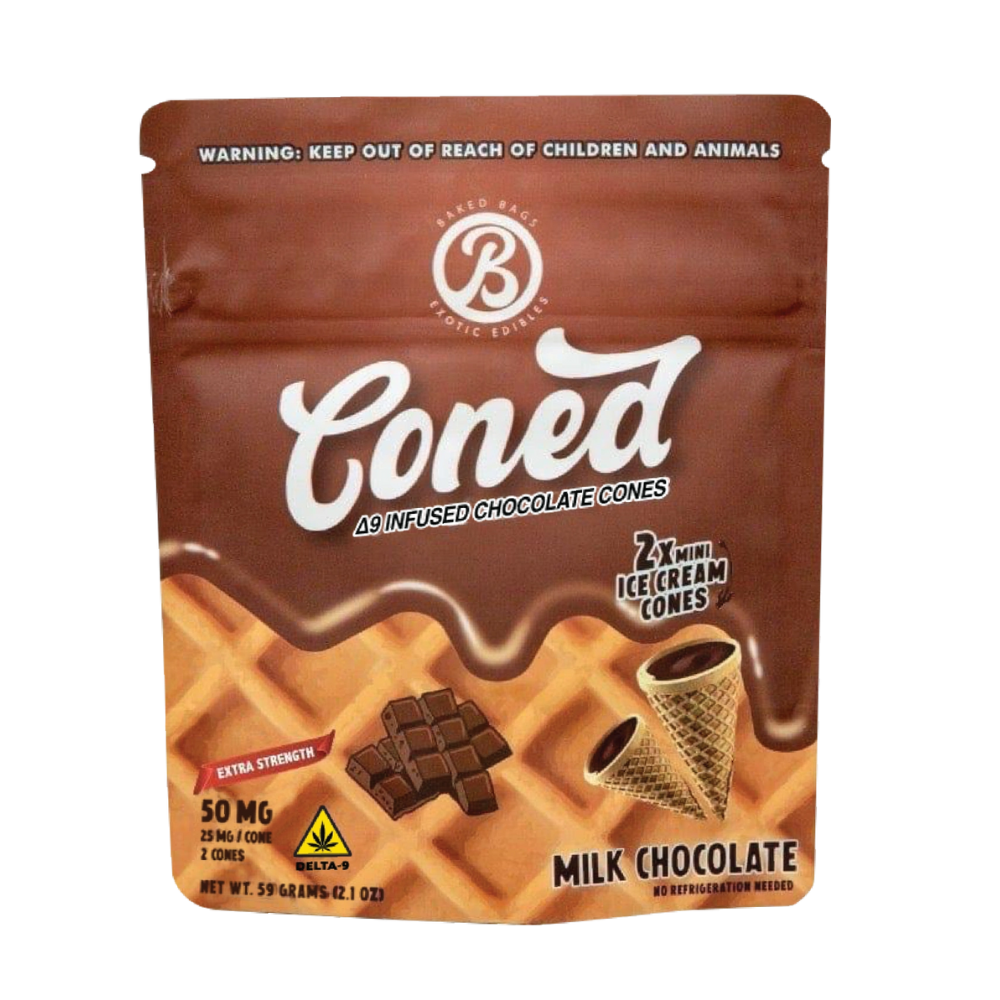 Baked Bags | THC Cones – Milk Chocolate Edibles | D9 THC Infused Choco ...