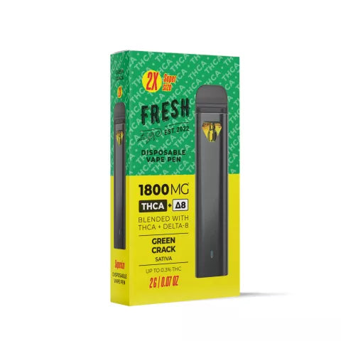 Green Crack Vape Pen - THCA, D8 Blend - Disposable - 1800mg - Fresh ...