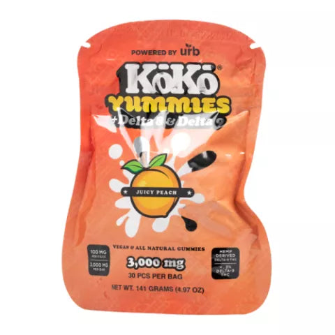 Juicy Peach Gummies - D8, D9 - 3000mg - Koko Yummies – TenVape
