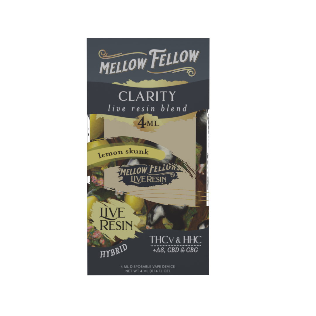 Mellow Fellow Clarity Blend 4ml Live Resin Disposable Vape Lemon Skunk ...