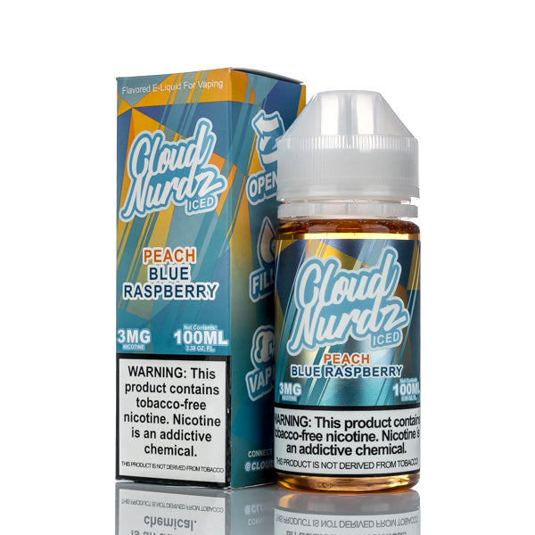 Cloud Nurdz E-Liquid Peach Blue Raspberry Iced 100ml – TenVape