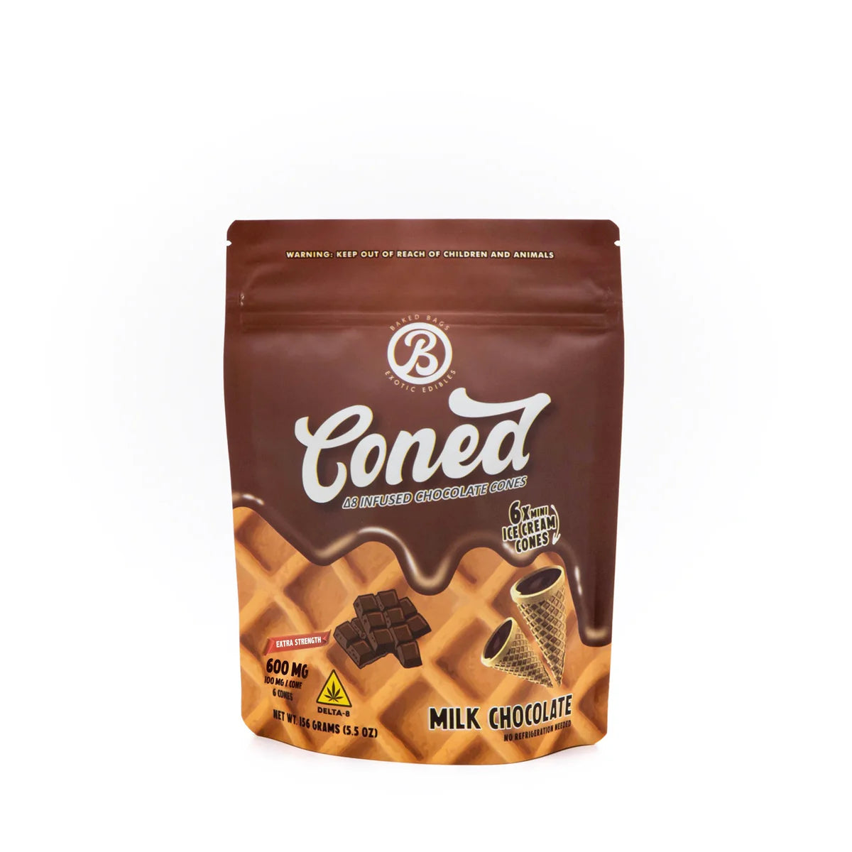 Baked Bags Delta 8 THC Chocolate Cones – 600mg – TenVape