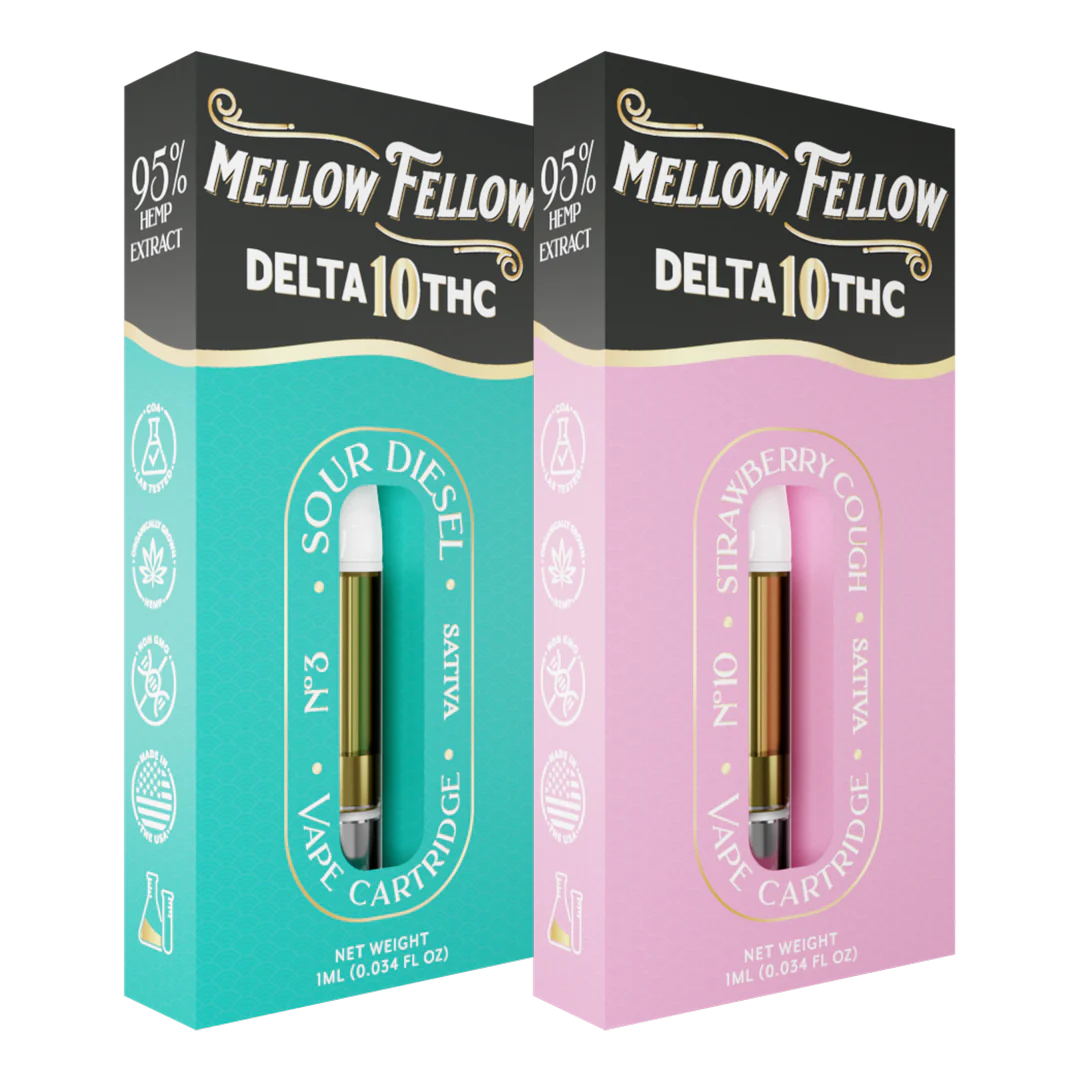 Mellow Fellow Delta 10 1ml Vape Cartridge Bundle (2 Pack) | Sativa ...