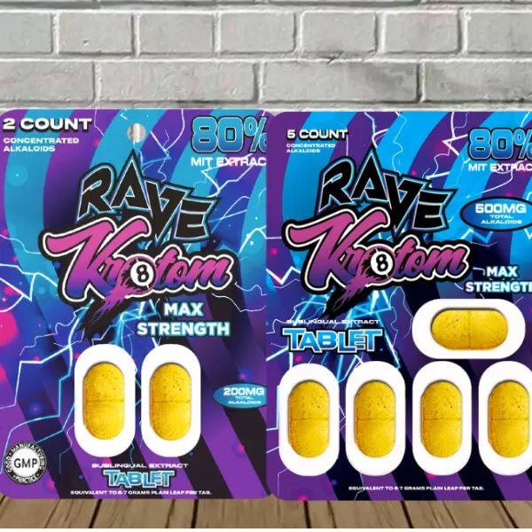 Rave Kratom Max Strength 80% Extract Tablets – TenVape